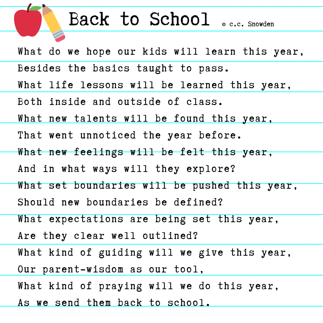 Back to School – Poetry by Carolyn Cantrell Snowden